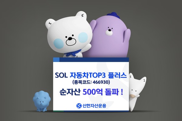 신한자산운용 "SOL 자동차 TOP3 플러스 ETF 순자산 500억원 돌파"