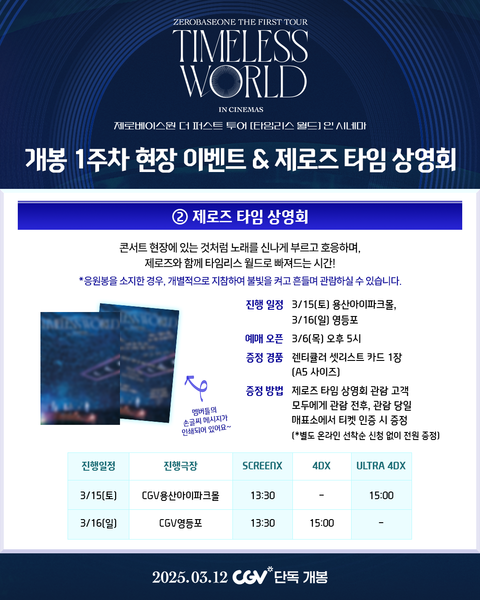 제로베이스원, ‘제로즈 타임’ 상영회 확정 … 3월 15일 용산 CGV, 16일 영등포 CGV